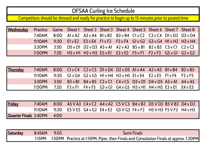 Competition Schedule and Results - OFSAA